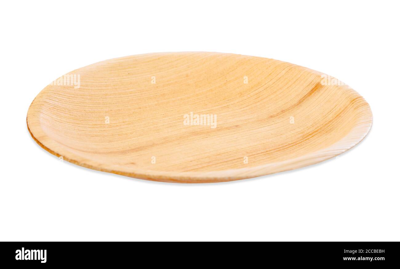 Plate made from dried betel nut leaf palm, natural material isolated on ...