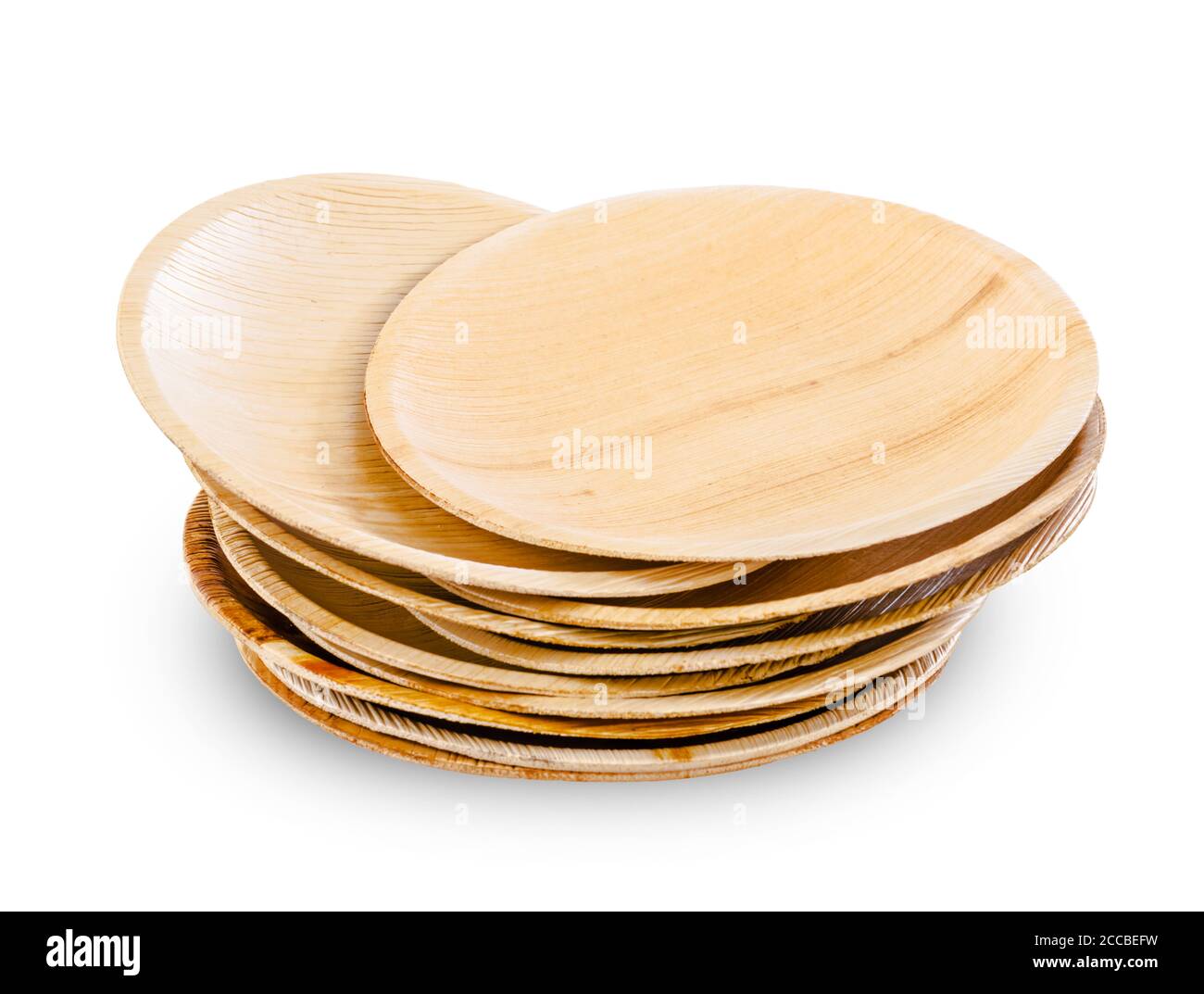 Group of plates made from dried betel nut leaf palm, natural material ...