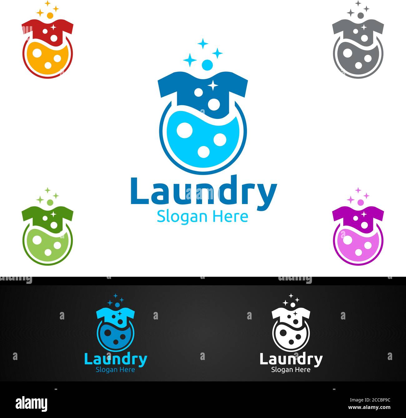 Laundry Dry Cleaners Logo with Clothes, Water and Washing Concept ...