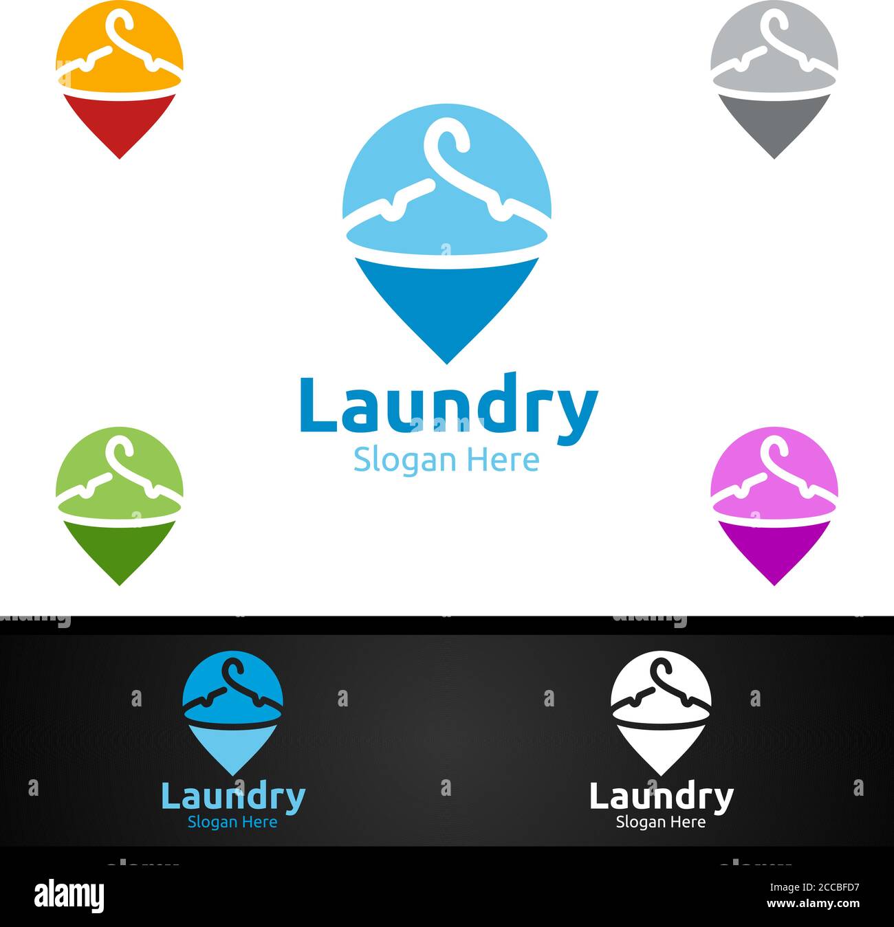Pin Laundry Dry Cleaners Logo with Clothes, Water and Washing Concept ...