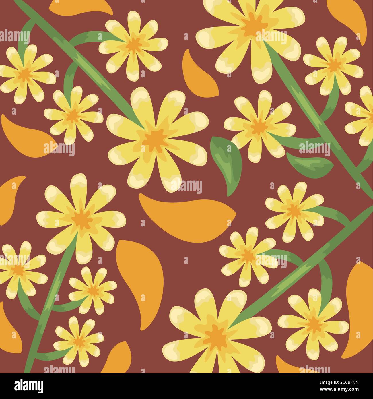 Flowers color yellow pattern detailed style vector illustration design ...
