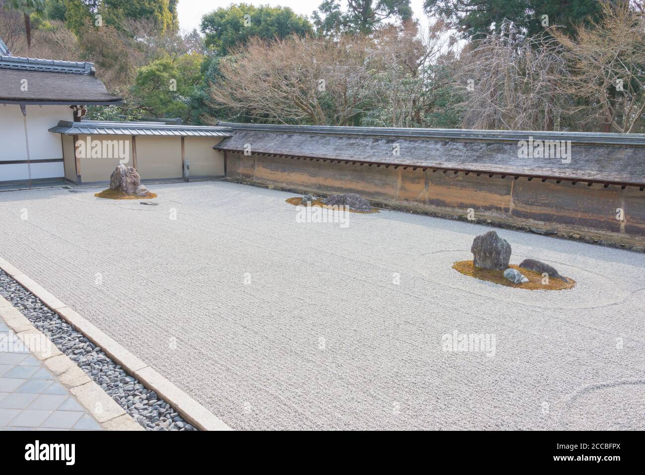 Kyoto, Japan - The Kare-sansui (dry landscape) zen garden at Ryoan-ji ...