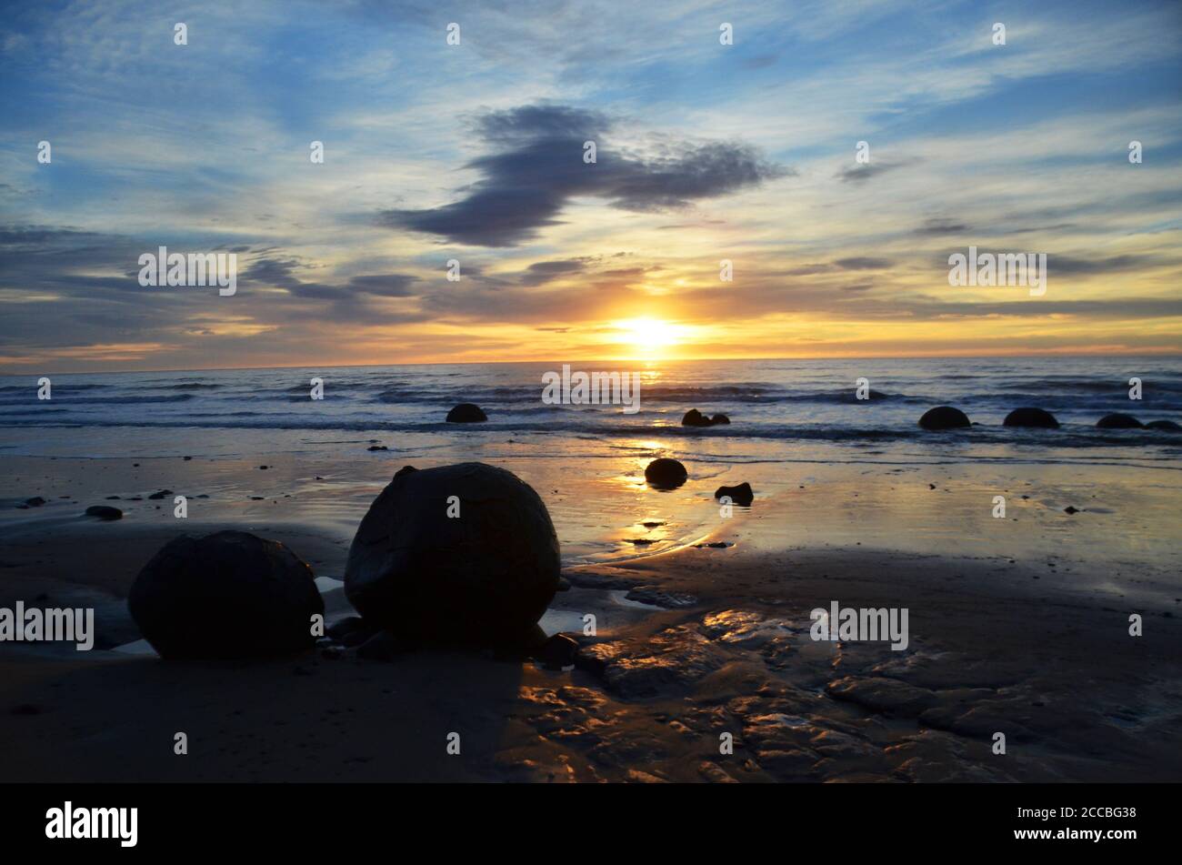 The Moeraki Boulders are unusually large and spherical boulders lying ...