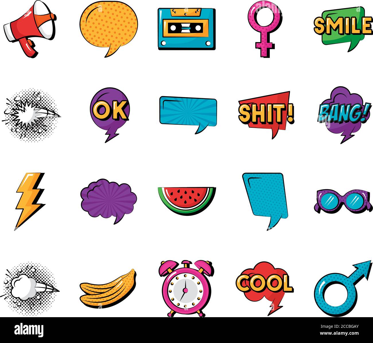 bundle of twenty pop art set collection icons vector illustration ...