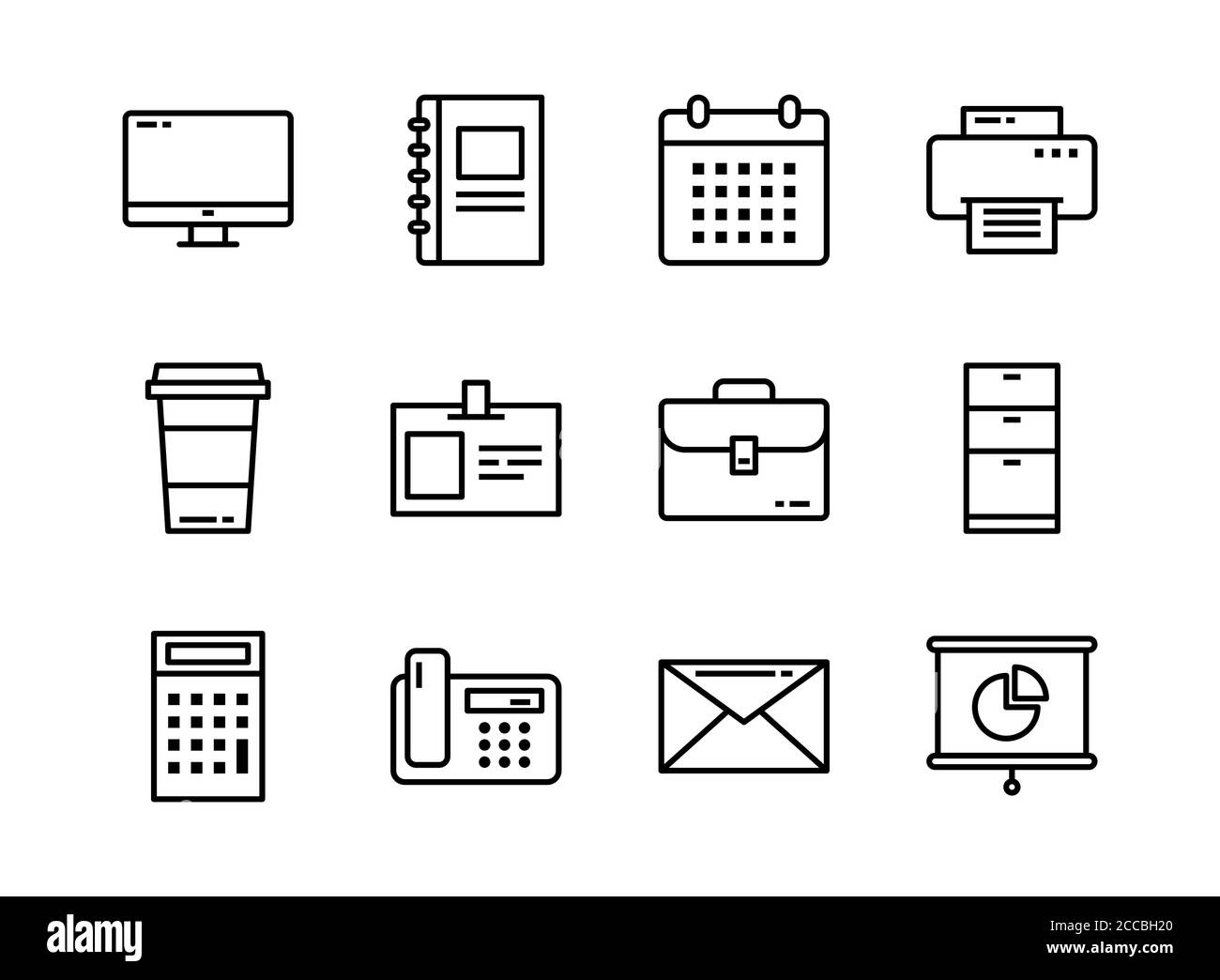 Office icon set outline style. Symbols for website, magazine, app and ...