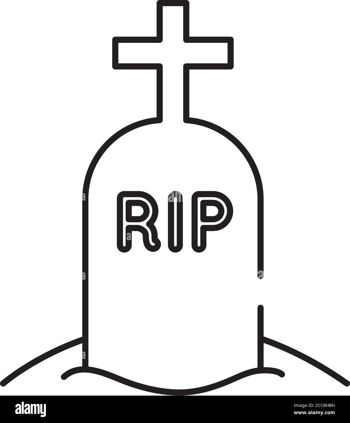 cemetery tomb with rip word line style icon vector illustration design ...