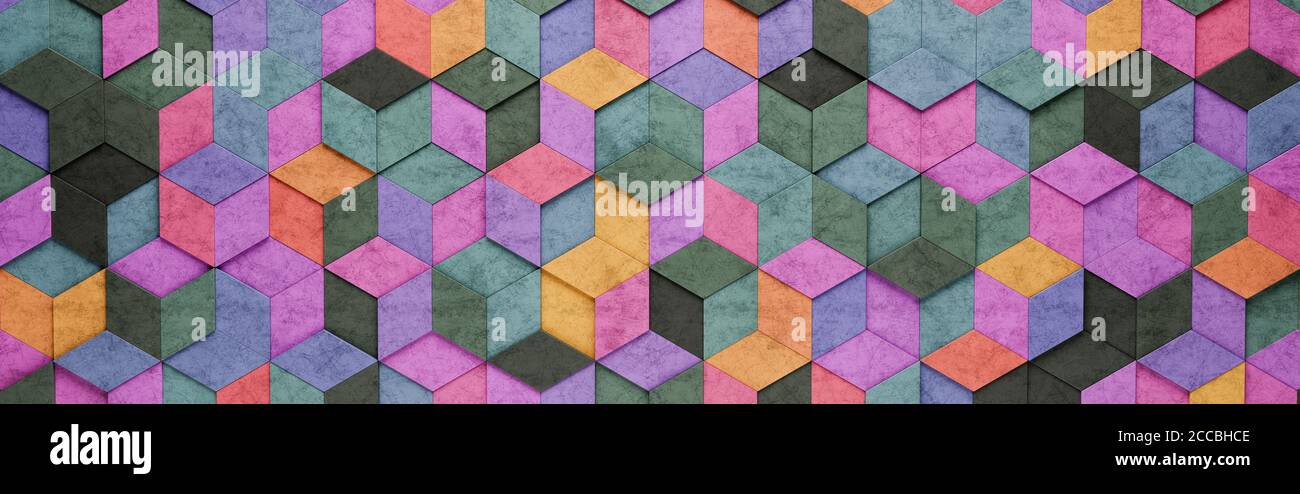 Colorful Rhombus and Hexagons 3D Pattern Background Stock Photo - Alamy