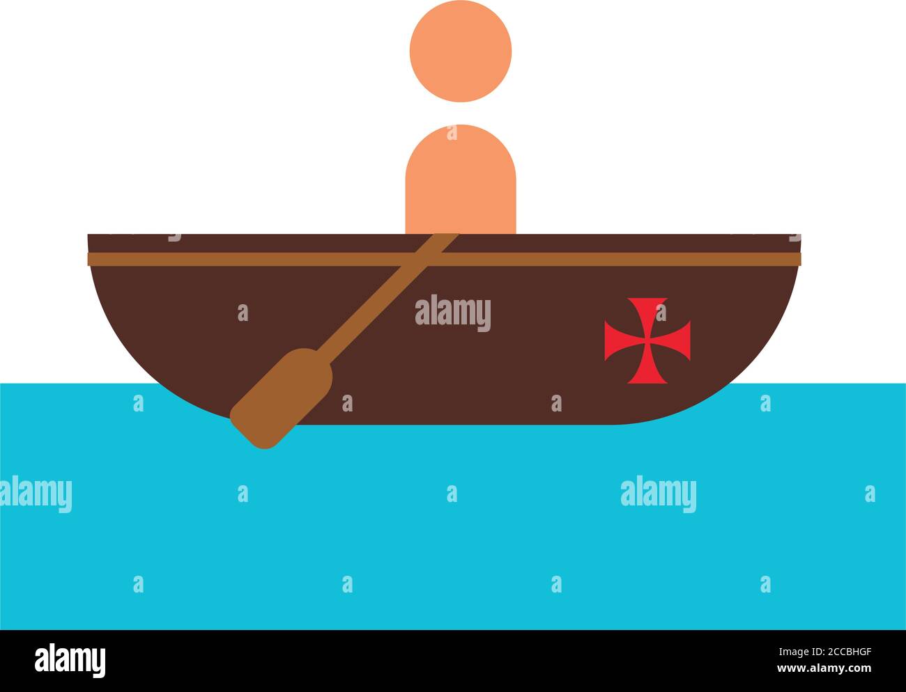 wooden boat columbus day flat style vector illustration design Stock ...
