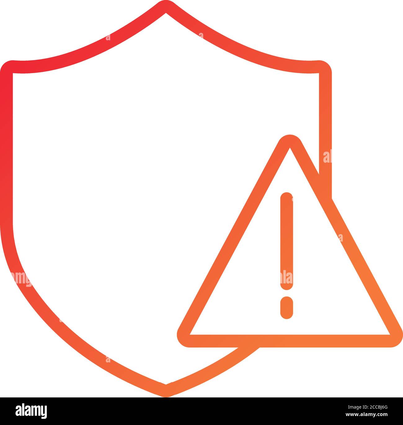 shield secure with alert symbol gradient style icon vector illustration ...