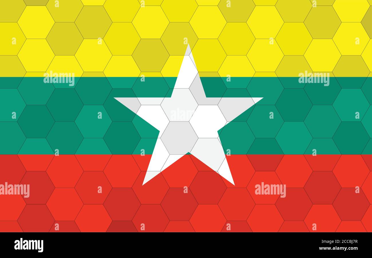 Myanmar flag illustration. Futuristic Myanmar flag graphic with ...