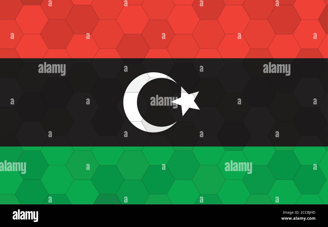 Libya flag illustration. Futuristic Libyan flag graphic with abstract ...