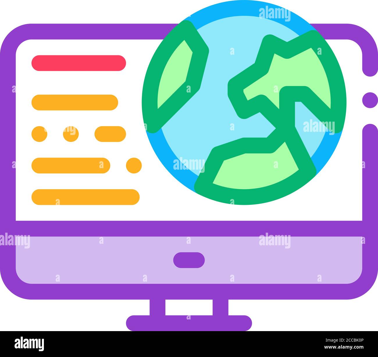 earth on computer screen icon vector outline illustration Stock Vector ...