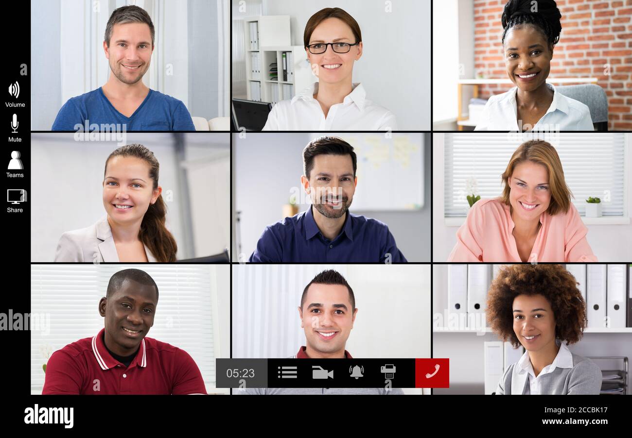 Online Video Conference Meeting Group Call Screen Stock Photo - Alamy