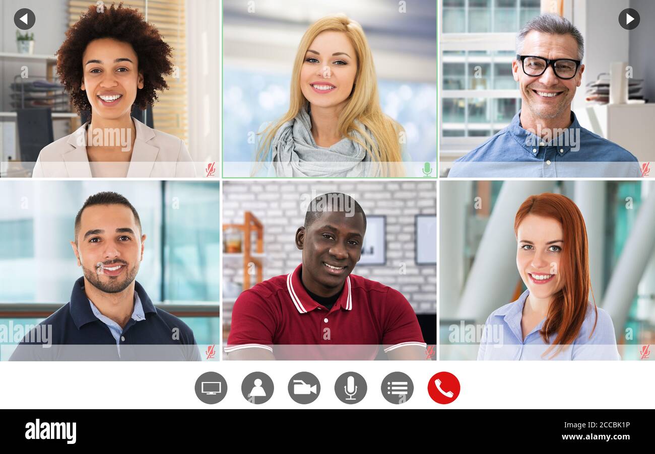 Online Video Conference Meeting Group Call Screen Stock Photo - Alamy