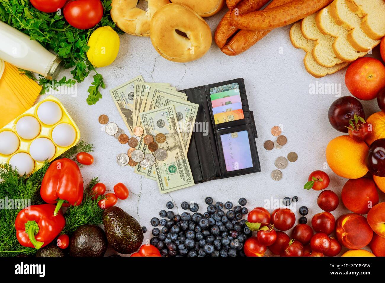 Purchasing healthy food with cash, debit or credit card Stock Photo - Alamy