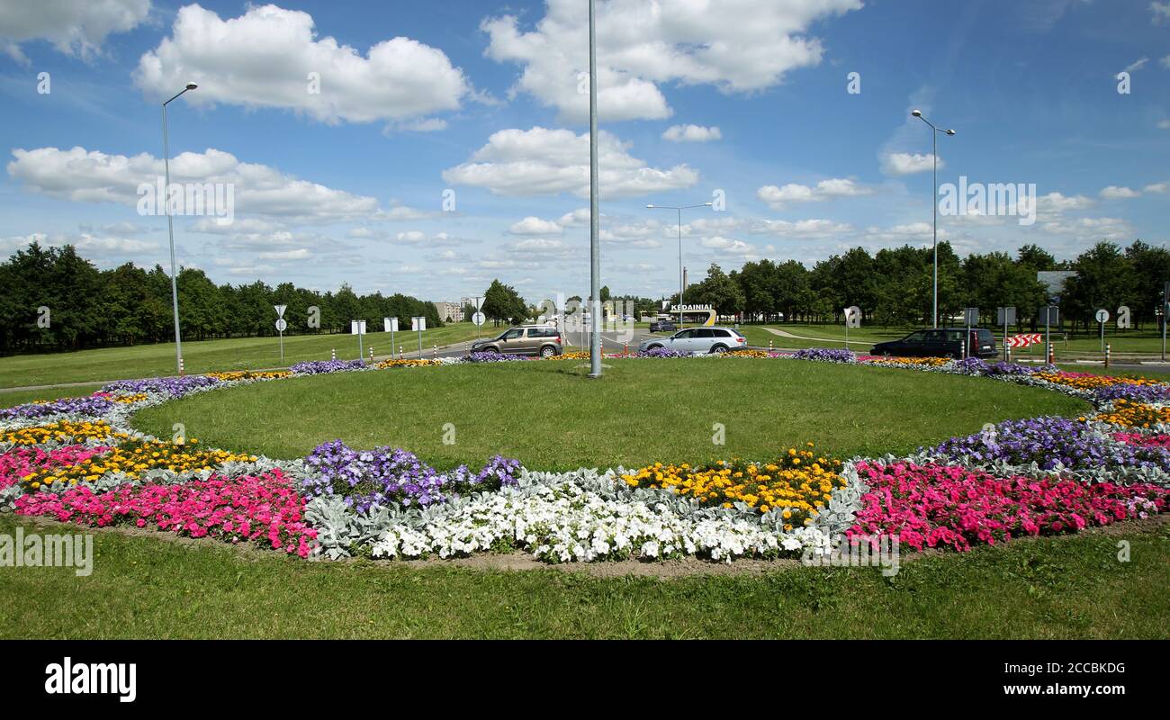 The city of Kedainiai in Lithuania is decorated with colorful flowers ...
