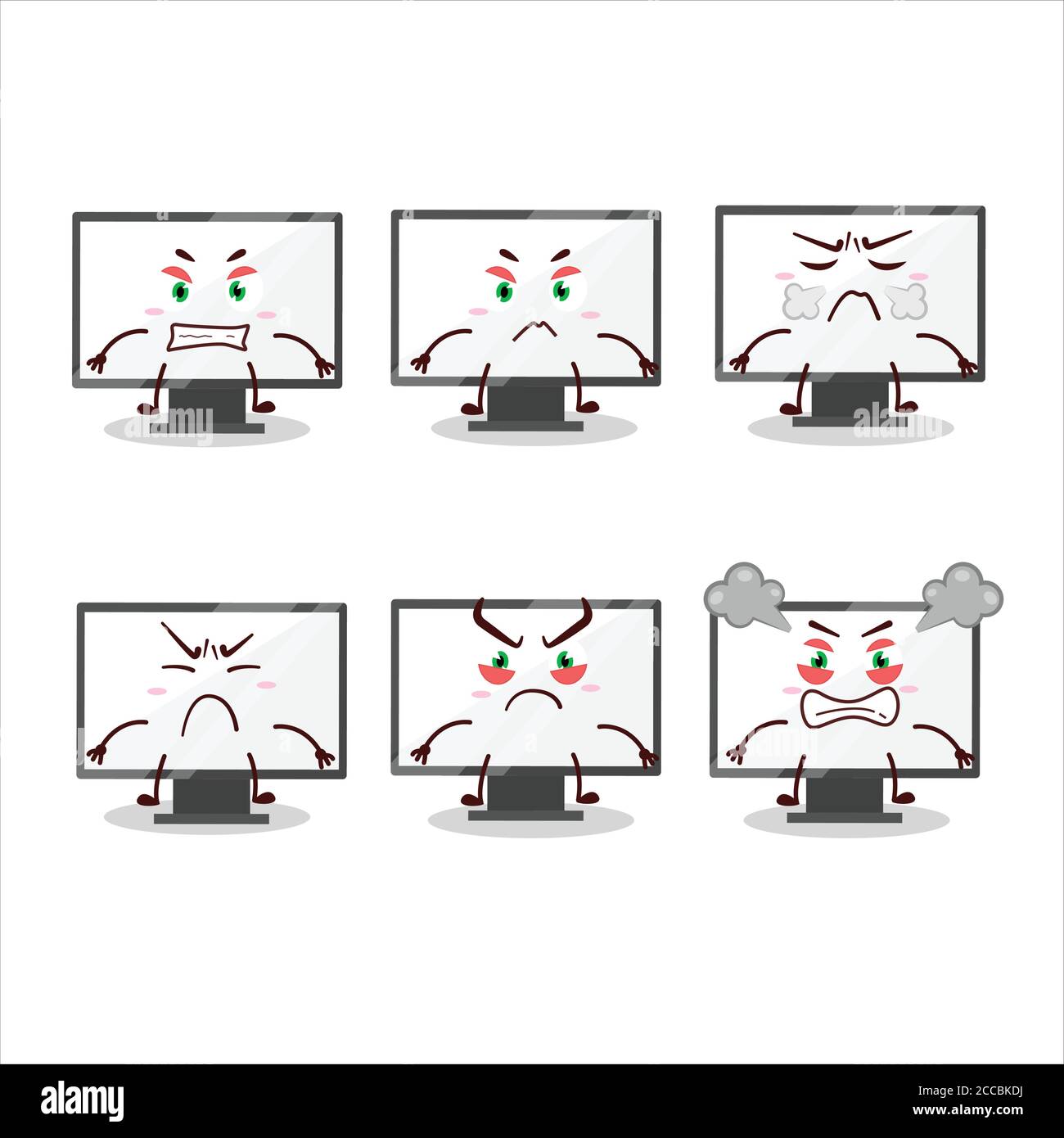 Monitor cartoon character with various angry expressions Stock Vector ...