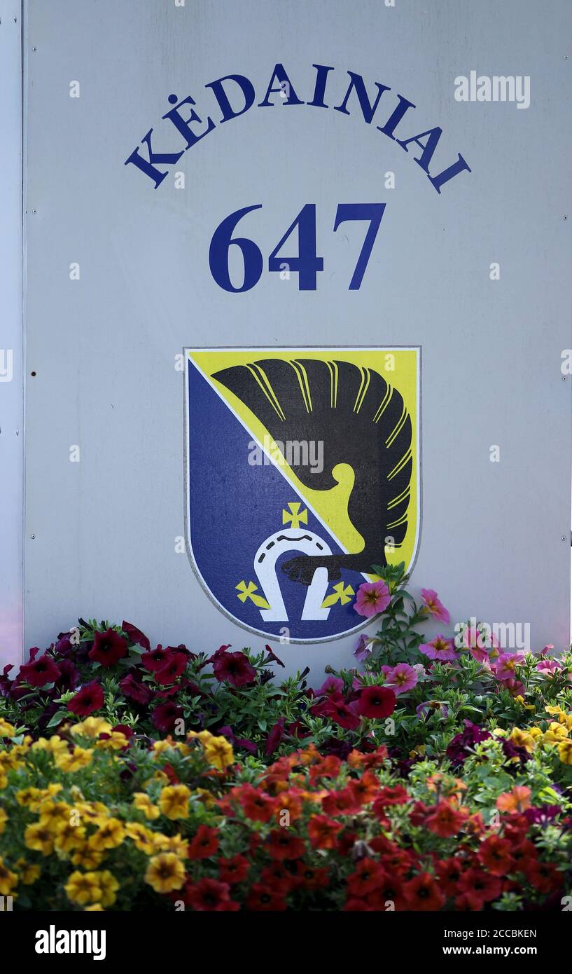 The city of Kedainiai in Lithuania is decorated with colorful flowers ...