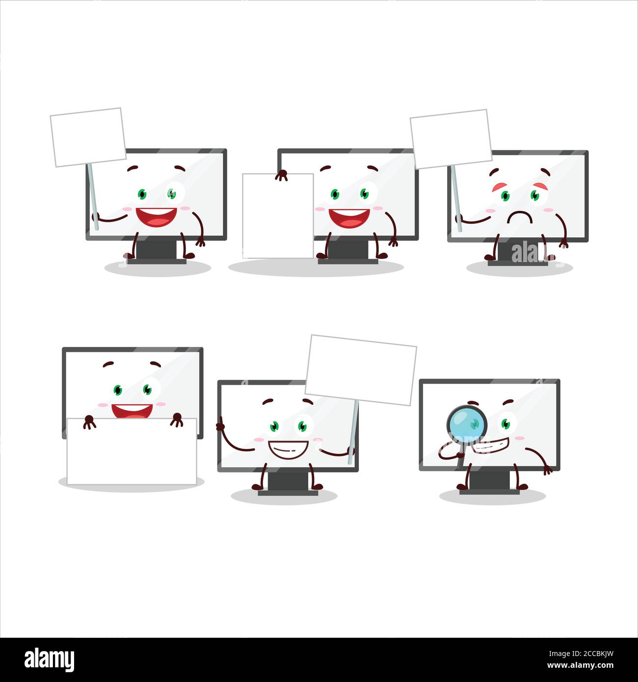 Monitor cartoon in character bring information board Stock Vector Image ...