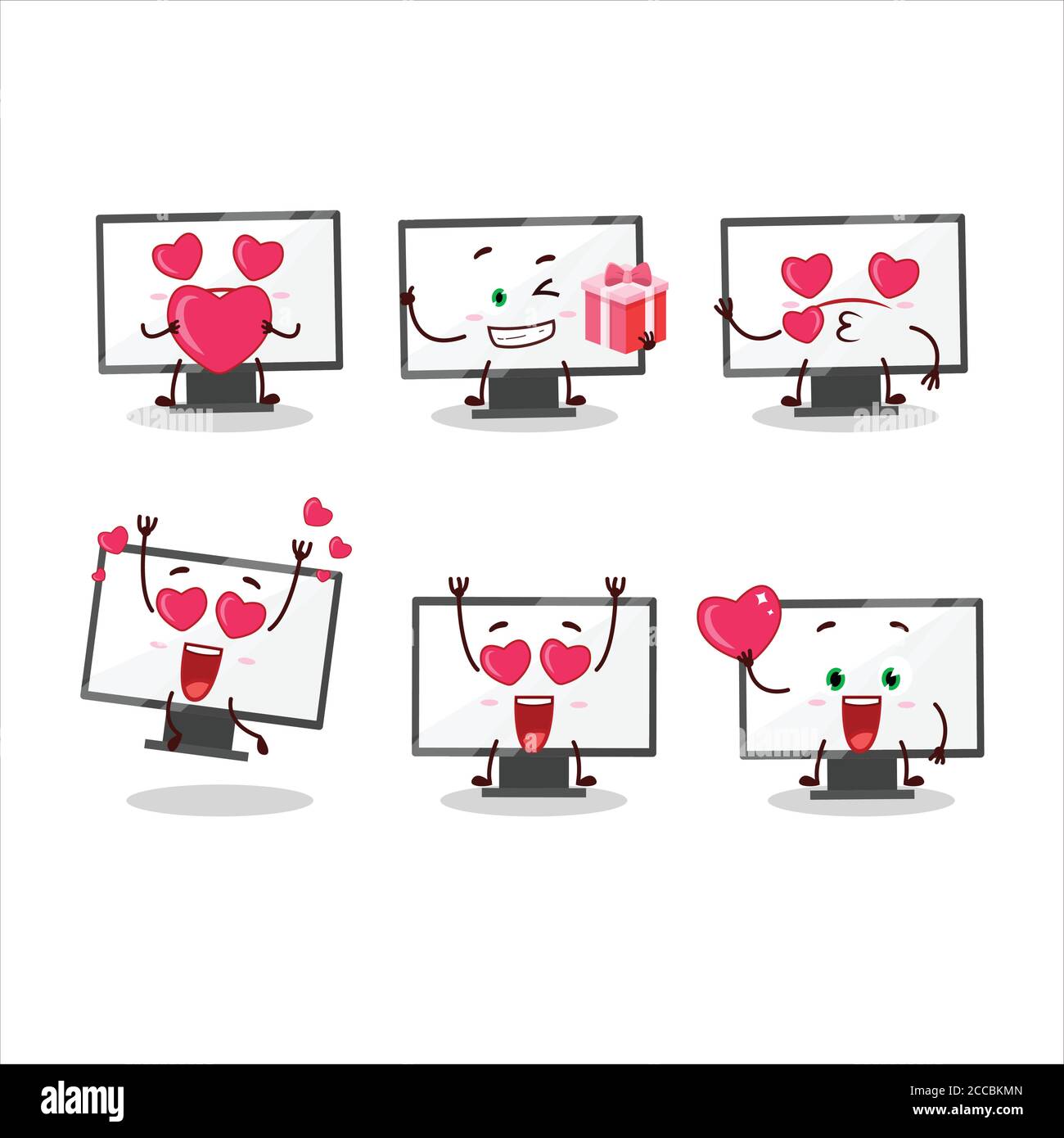 Monitor cartoon character with love cute emoticon Stock Vector Image ...