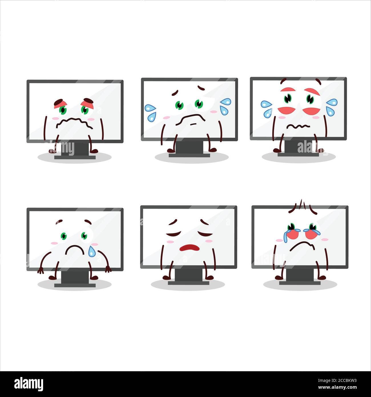 Monitor cartoon in character with sad expression Stock Vector Image ...