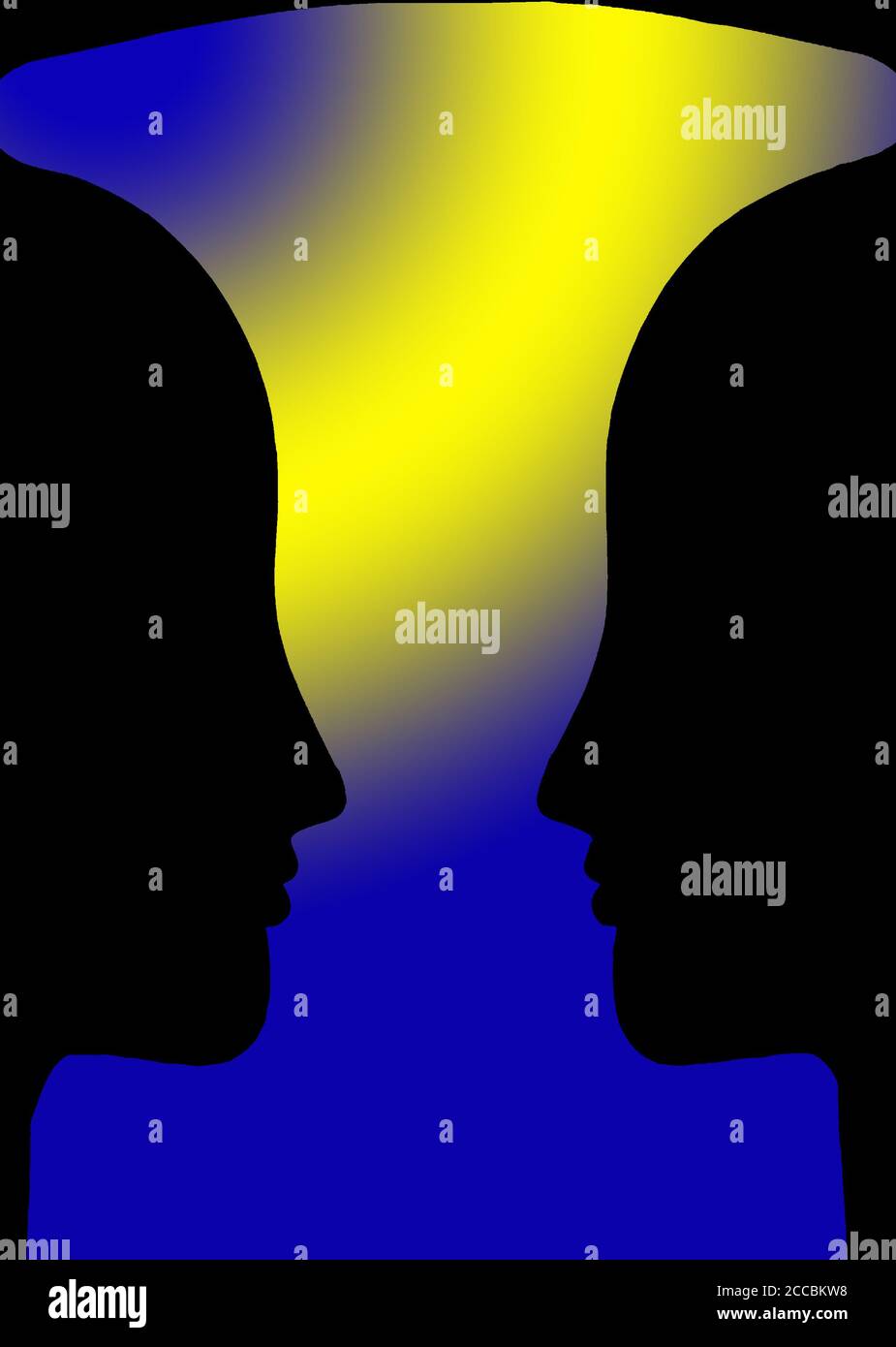 Figure-ground perception, face and vase. Figure-ground organization ...