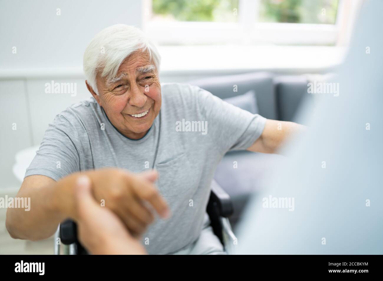Happy Old Patient Care Satisfaction And Support Service Stock Photo - Alamy