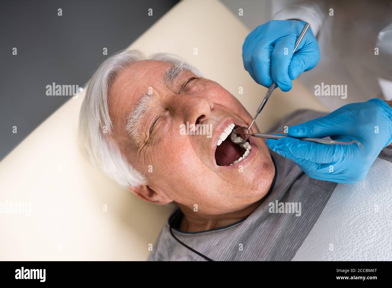 Dental Hygiene And Dentist Care For Old Senior Man Stock Photo - Alamy