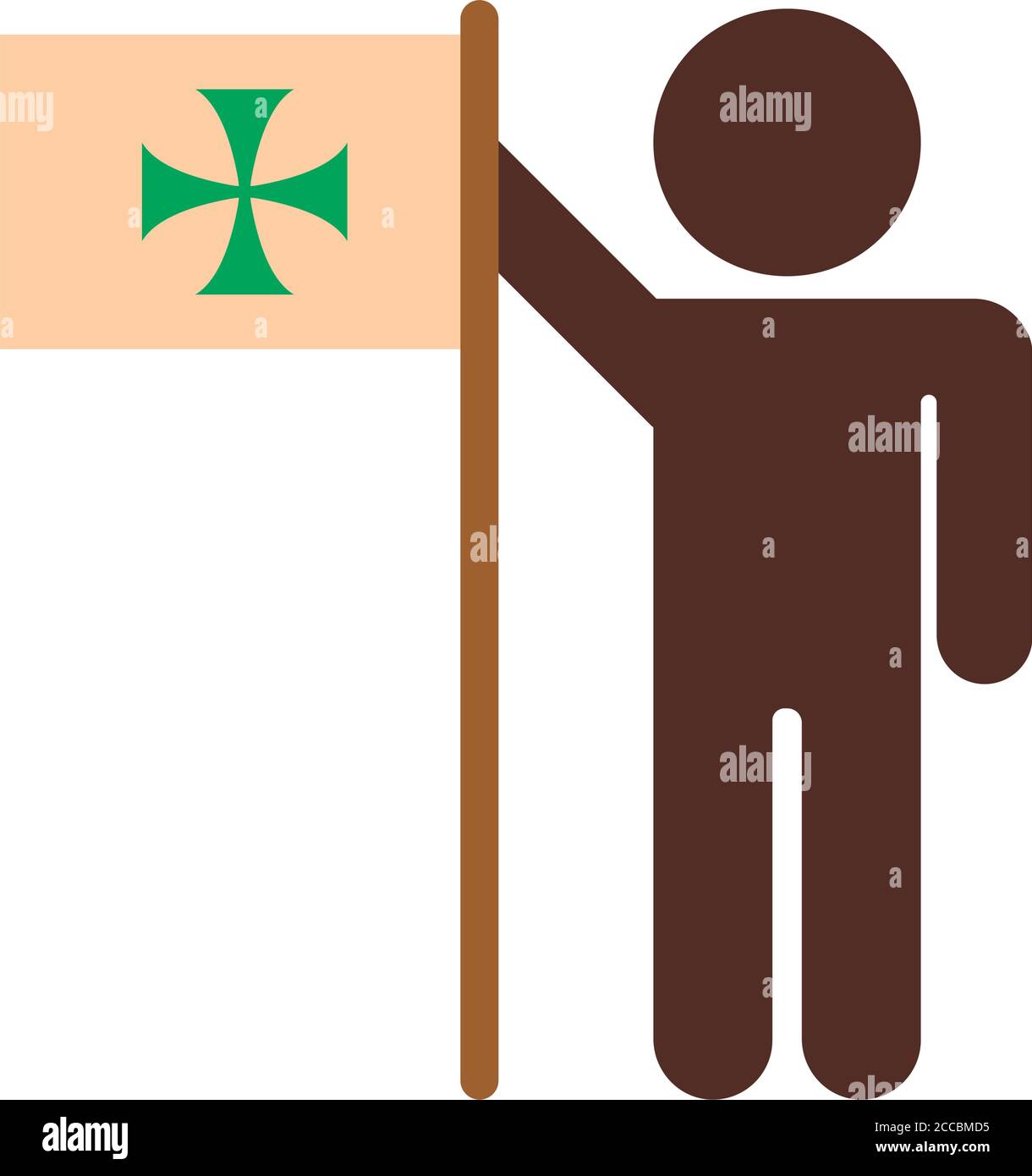 human figure with columbus day flag flat style icon vector illustration ...