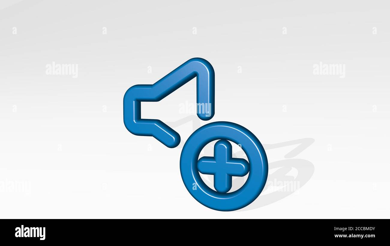 VOLUME CONTROL UP 3D icon casting shadow, 3D illustration Stock Photo ...