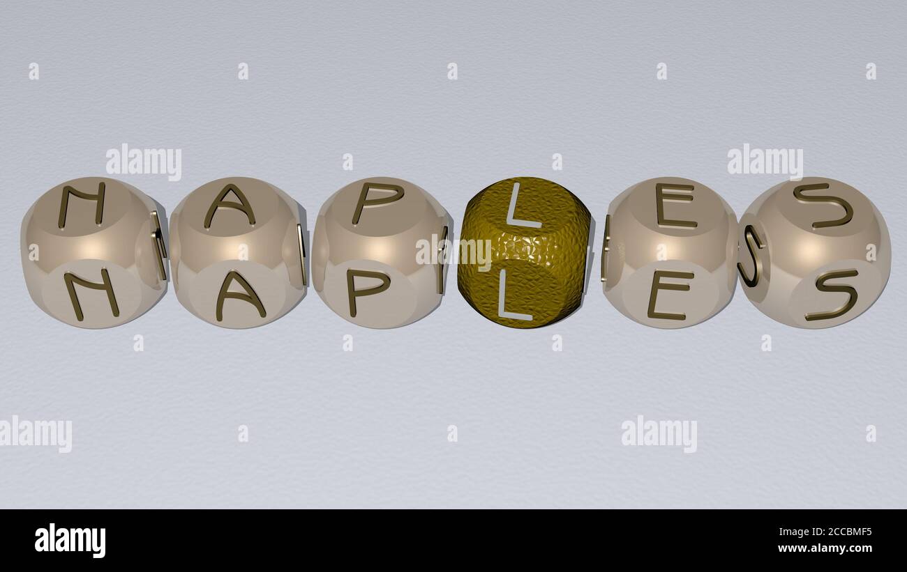 naples text by cubic dice letters, 3D illustration Stock Photo - Alamy