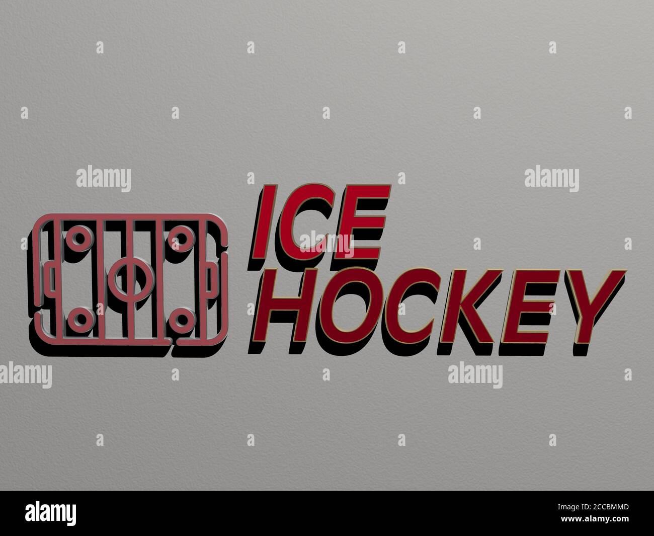ICE HOCKEY icon and text on the wall, 3D illustration Stock Photo - Alamy