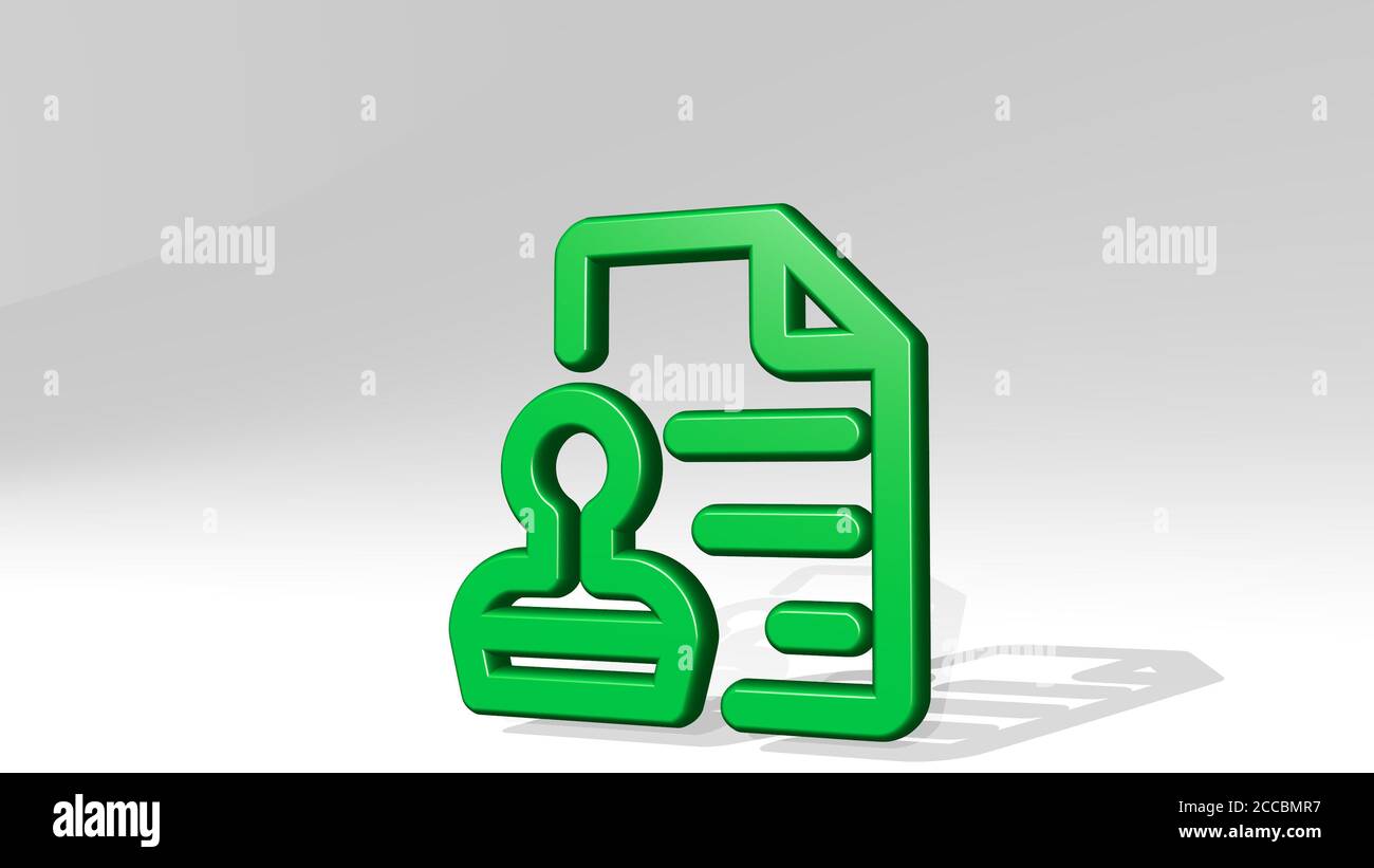 OFFICE STAMP DOCUMENT 3D icon casting shadow, 3D illustration Stock ...