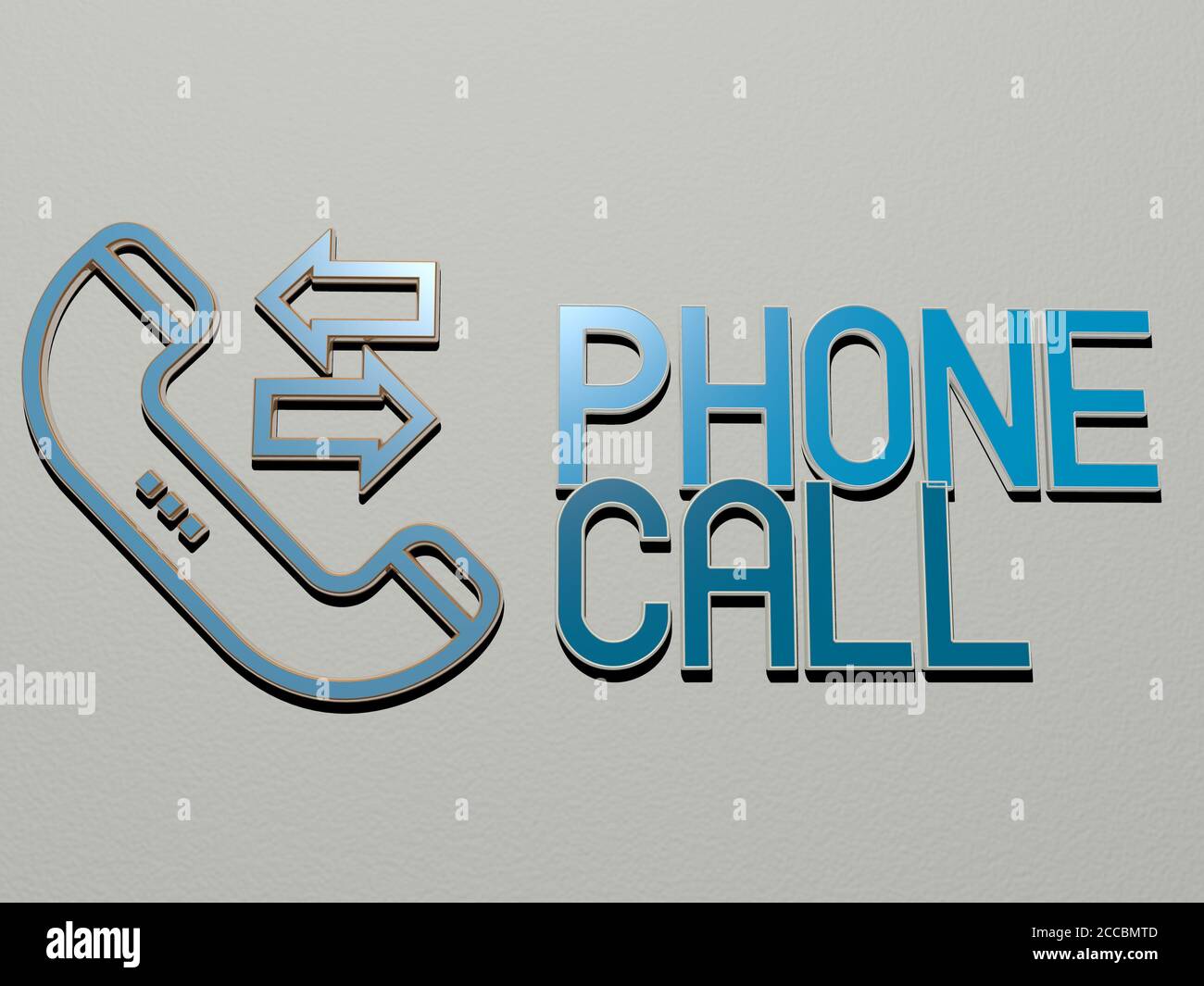 PHONE CALL icon and text on the wall, 3D illustration Stock Photo - Alamy