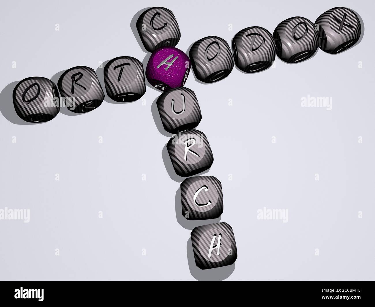 ORTHODOX CHURCH crossword of dice letters in color, 3D illustration ...