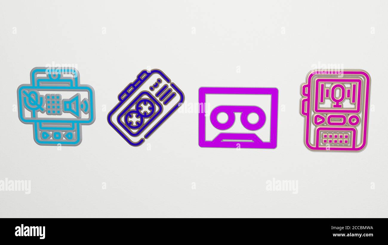 voice recorder 4 icons set, 3D illustration Stock Photo - Alamy