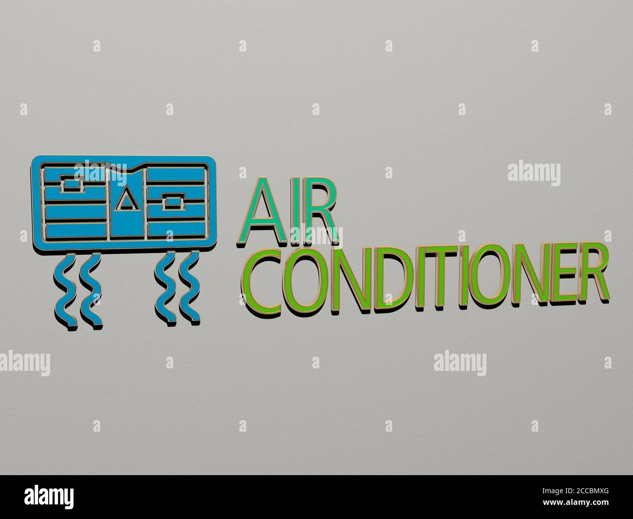 3D illustration of AIR CONDITIONER graphics and text made by metallic ...
