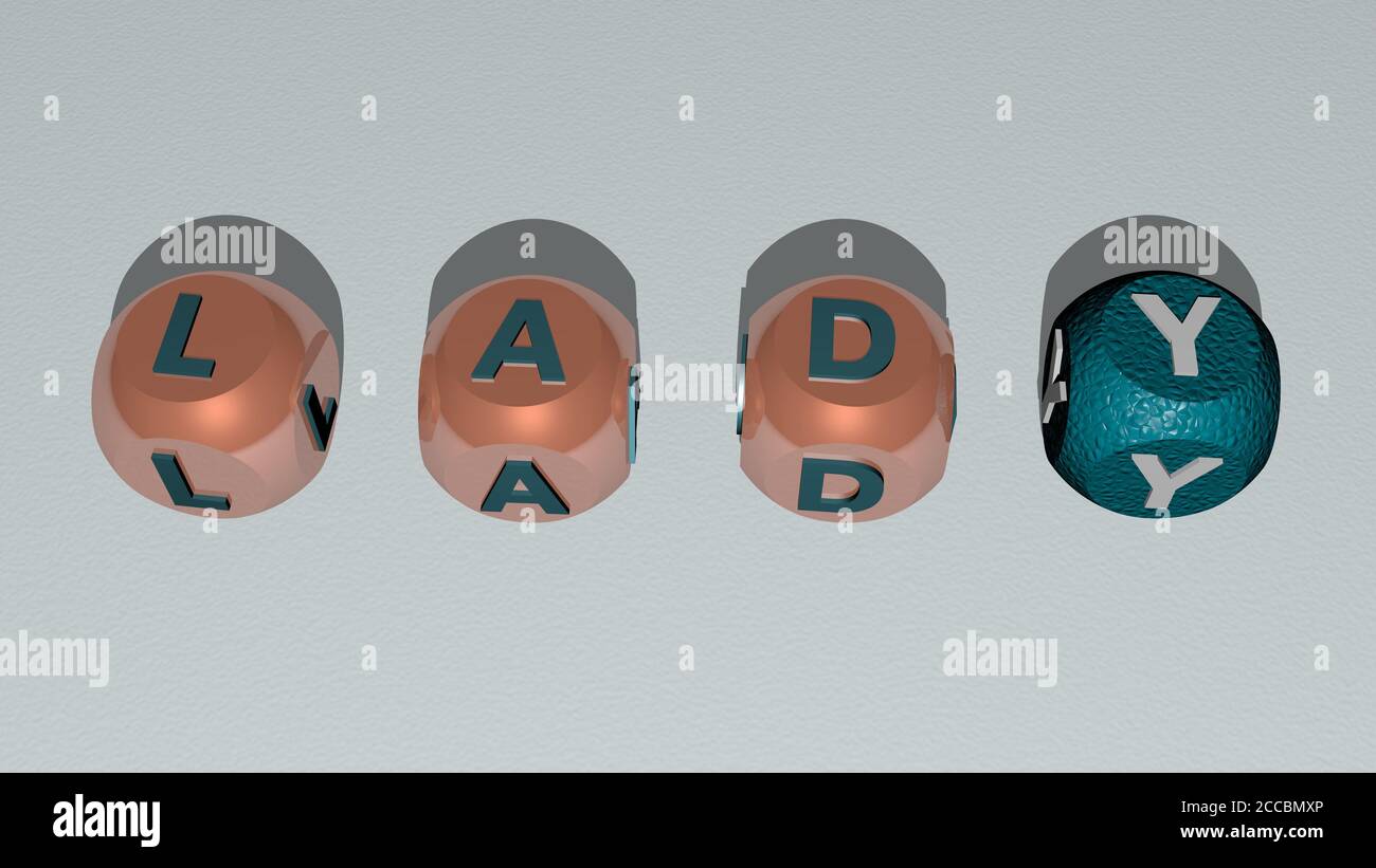 lady text of cubic individual letters, 3D illustration Stock Photo - Alamy