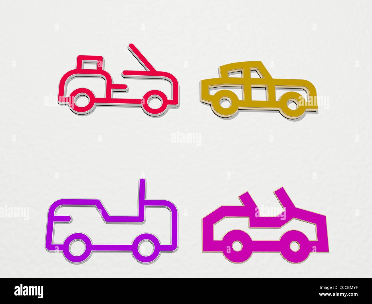 classic car 4 icons set, 3D illustration Stock Photo - Alamy