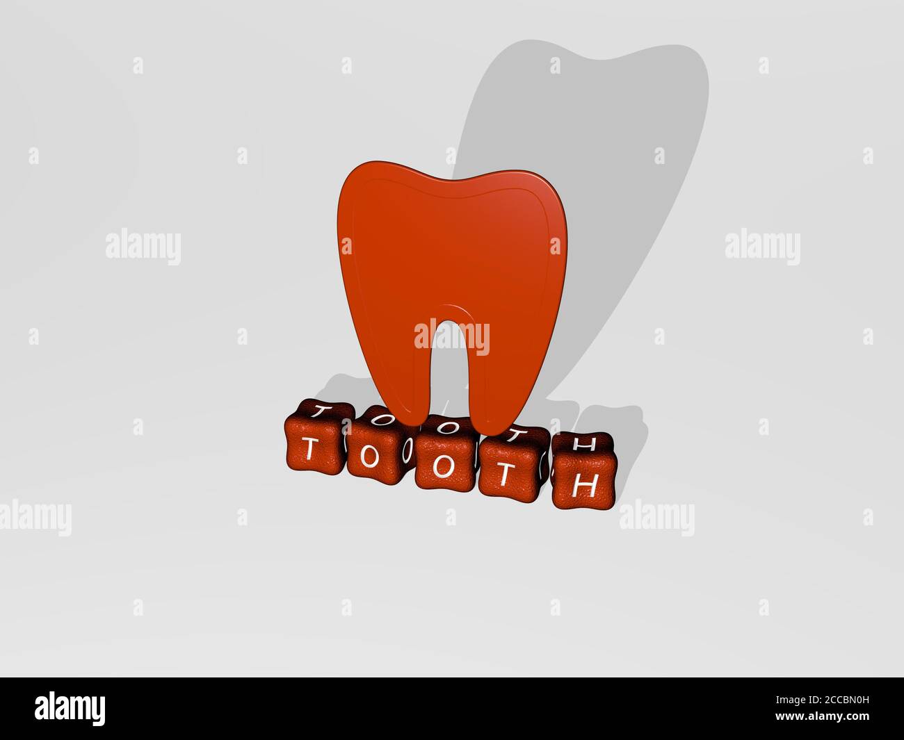 tooth 3D icon on cubic text, 3D illustration Stock Photo - Alamy