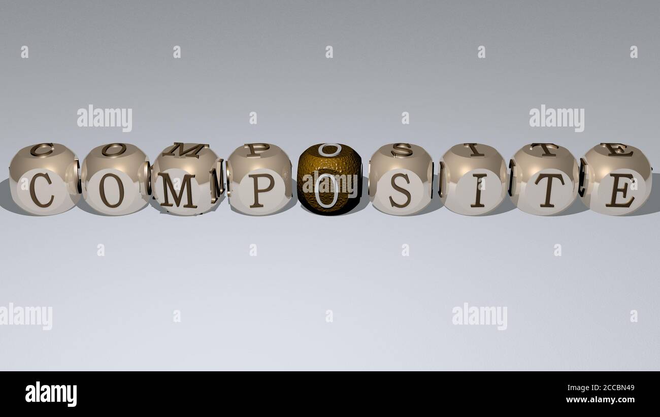 composite text by cubic dice letters, 3D illustration Stock Photo - Alamy