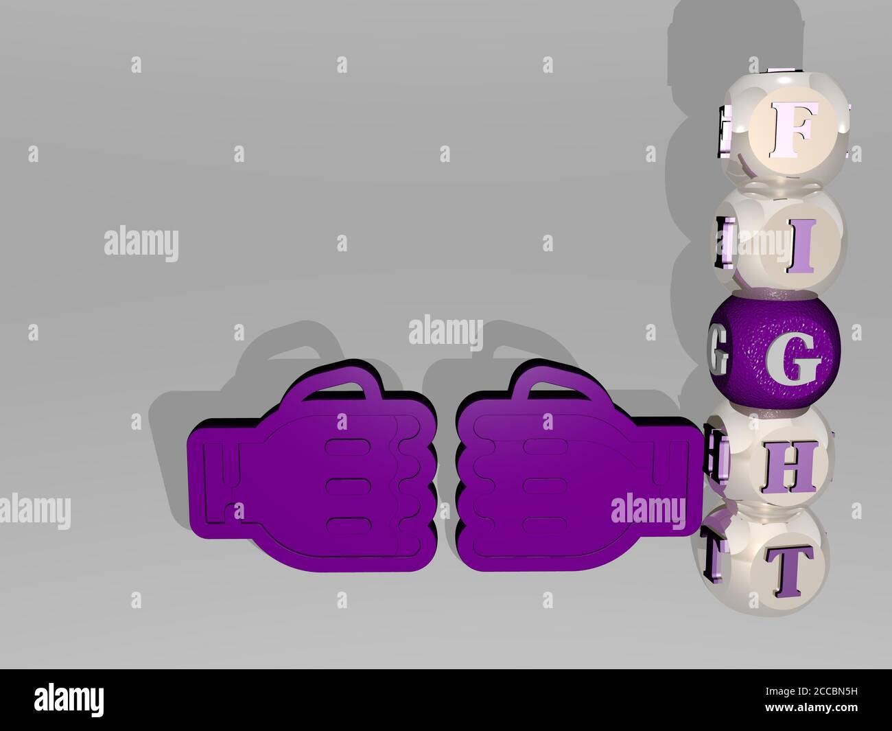 fight 3D icon beside the vertical text of individual letters, 3D ...