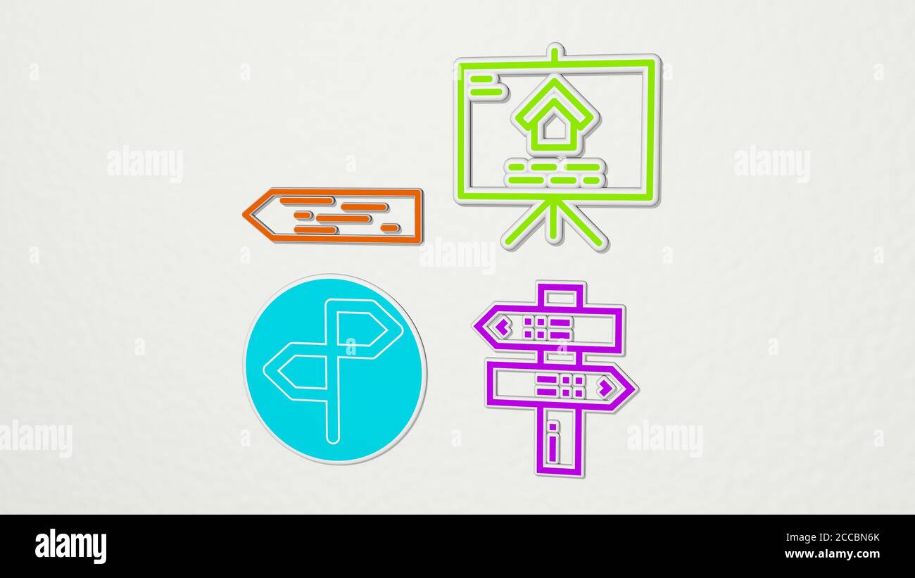 PANEL colorful set of icons, 3D illustration Stock Photo - Alamy