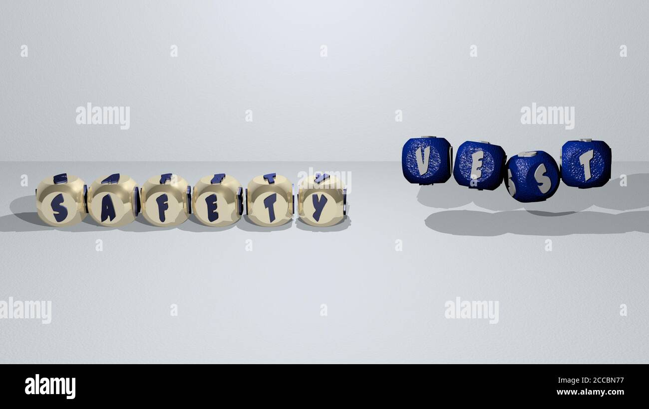 safety vest dancing cubic letters, 3D illustration Stock Photo - Alamy