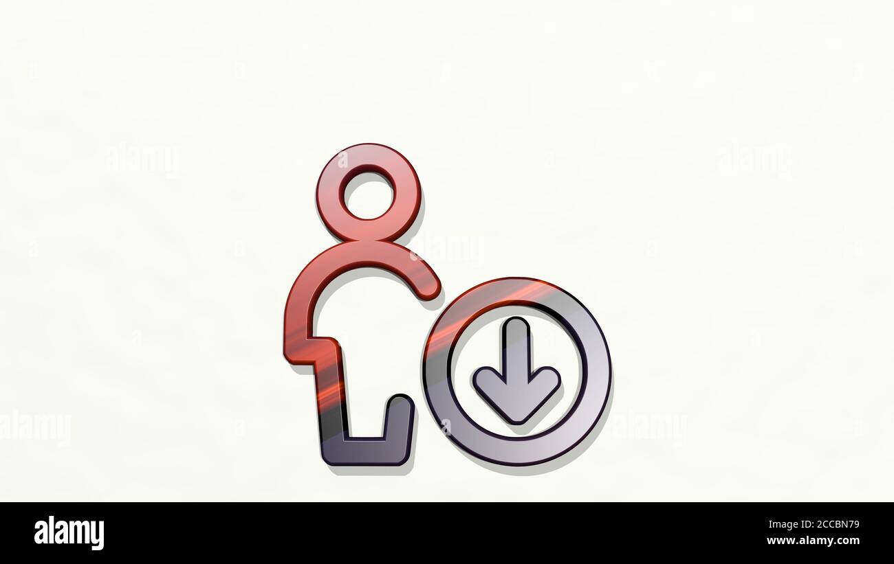 SINGLE NEUTRAL ACTIONS DOWNLOAD 3D icon on the wall, 3D illustration ...