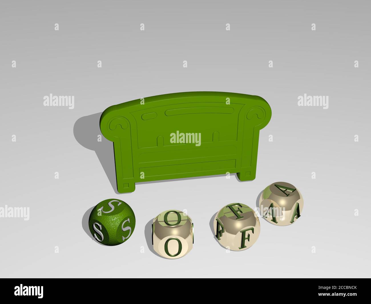 SOFA round text of cubic letters around 3D icon, 3D illustration Stock ...