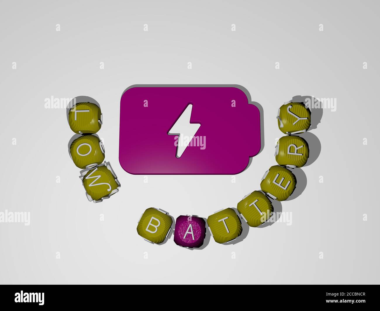 low battery text around the 3D icon, 3D illustration Stock Photo - Alamy
