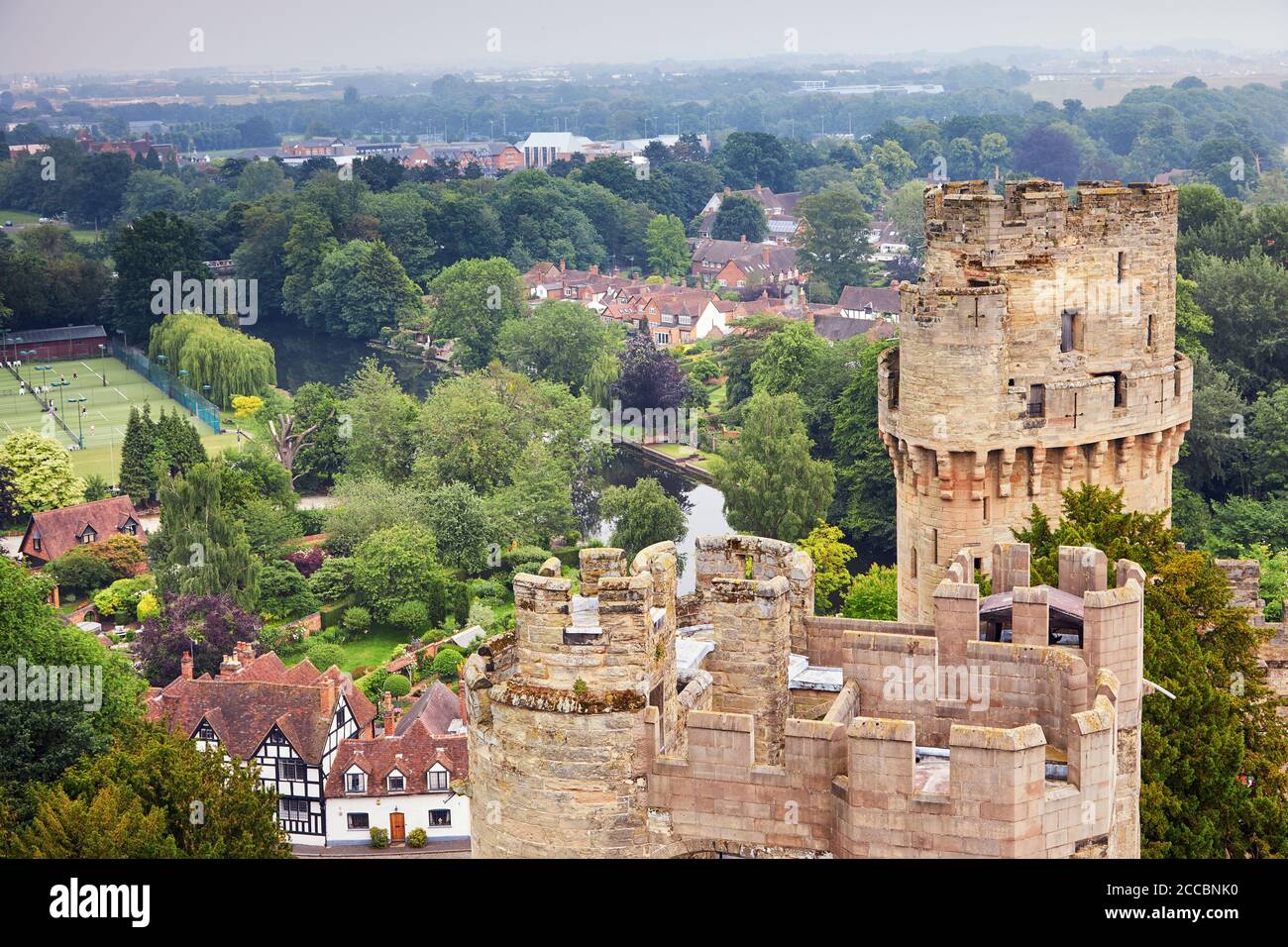 View of Warwick town from Warwick Castle Stock Photo - Alamy