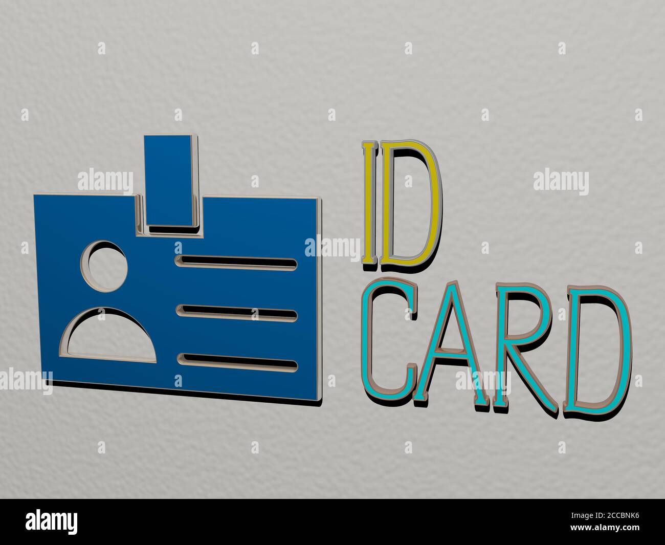 3D illustration of id card graphics and text made by metallic dice ...