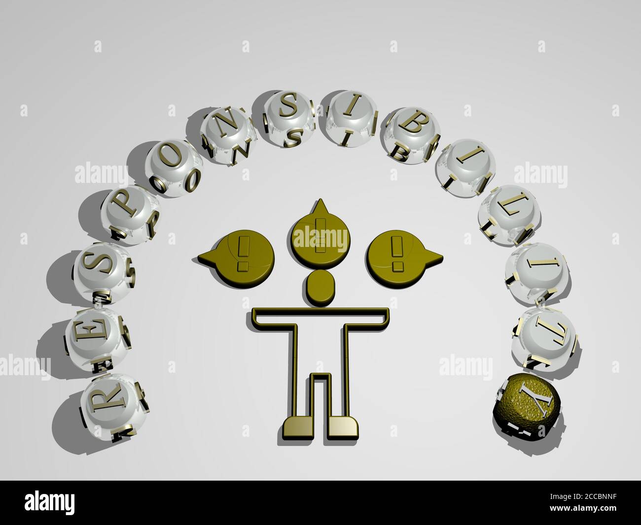 RESPONSIBILITY 3D icon surrounded by the text of cubic letters, 3D ...